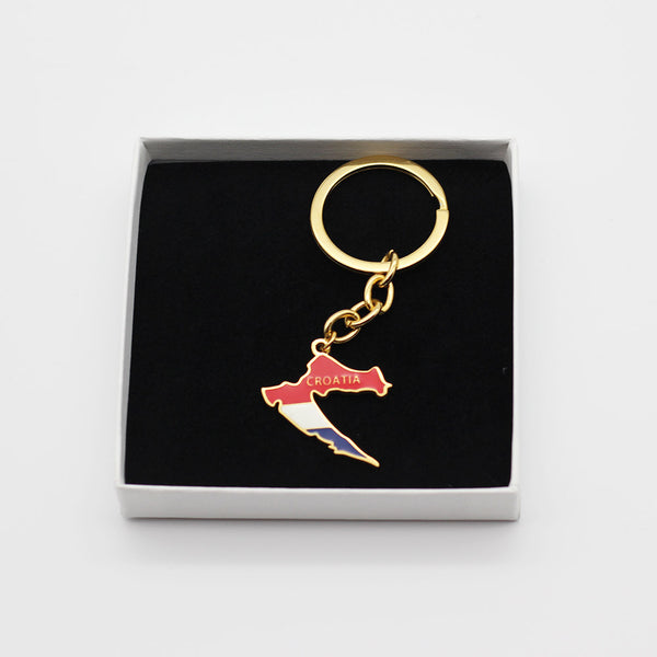 BLKN ® Croatia map Keychain - gold & color